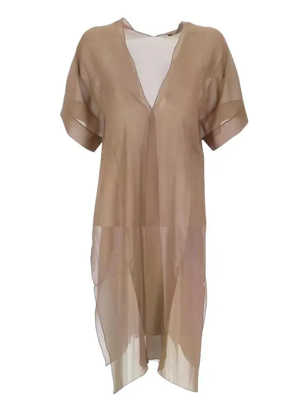 D.exterior Sheer Silk Cape - Brown