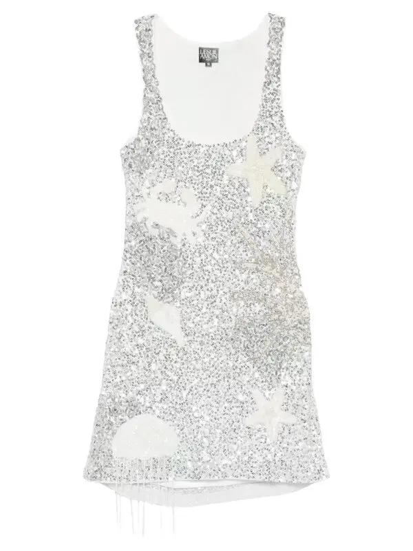 LESLIE AMON Mermaid Sequin Mini Dress - Silver