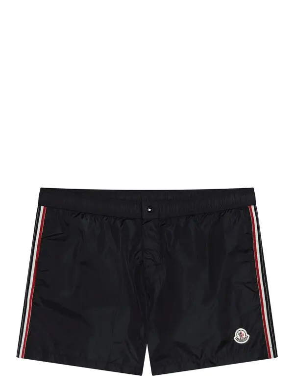 Moncler Swim Shorts With Logo Patch - Black