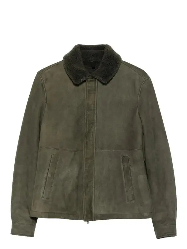 Tagliatore Suede Shearling Collar Jacket - Green