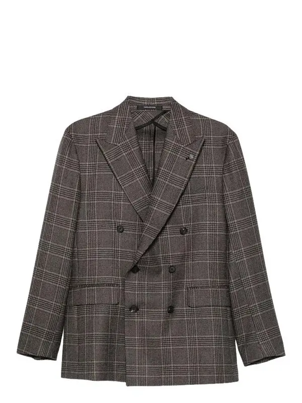 Tagliatore Double-breasted Checked Blazer - Brown