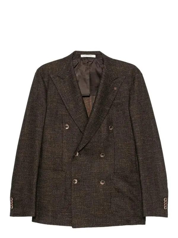Tagliatore Double-breasted Textured Blazer - Brown