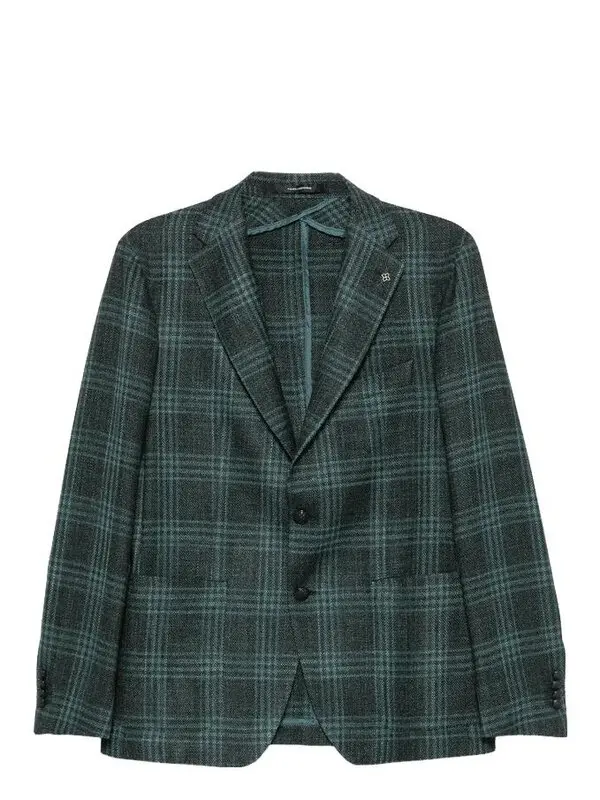 Tagliatore Forest Check Virgin Wool And Silk Blazer - Green