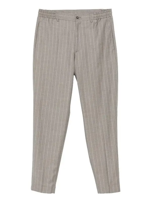 Tagliatore Tailored Pinstriped Virgin Wool Blend Trousers - Gray