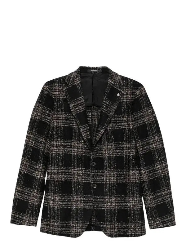 Tagliatore Check Pattern Wool Blend Blazer - Black