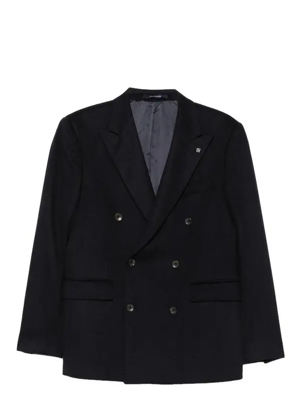 Tagliatore Navy Virgin Wool Double-breasted Blazer - Blue
