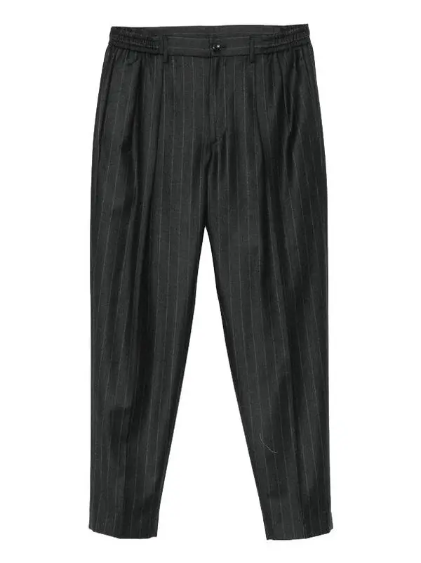 Tagliatore Grey Pinstripe Tailored Wool Trousers - Gray