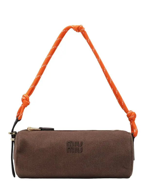Miu Miu Cotton Gabardine Pouch With Embroidered Logo - Brown