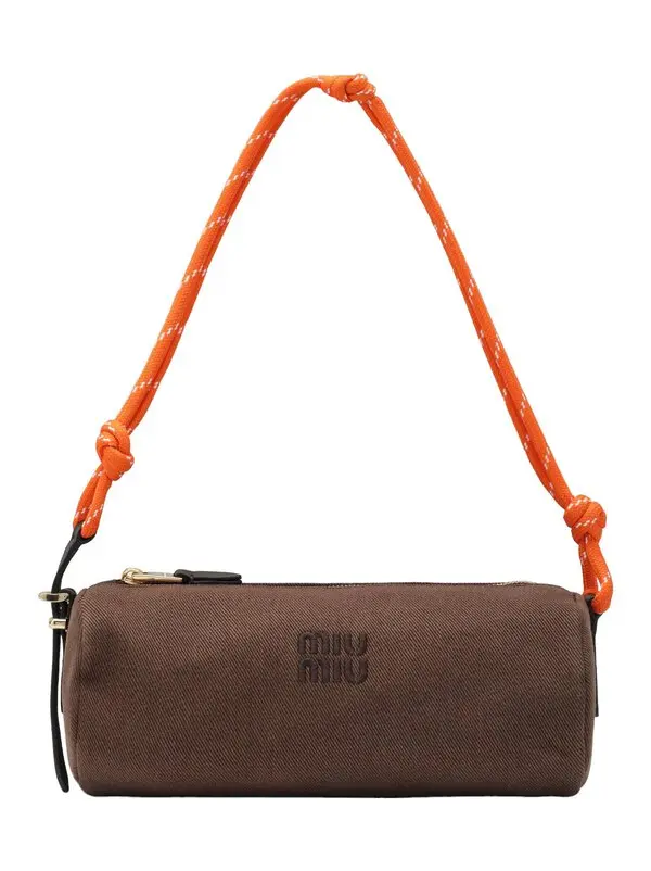 Miu Miu Cotton Gabardine Pouch With Embroidered Logo - Brown