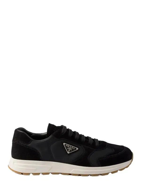 Prada Suede And Recycled Polyester Low-top Sneakers - Black
