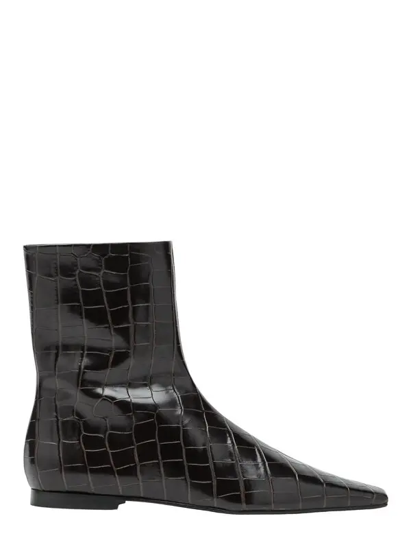 TOTEME Crocodile-effect Leather Chelsea Boots With Zip - Brown