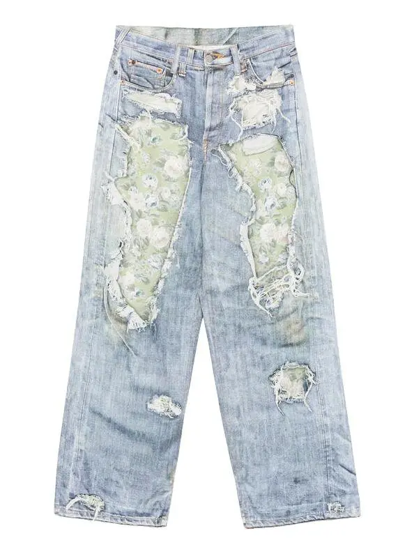 Acne Studios Floral Patchwork Wide-leg Jeans - Blue
