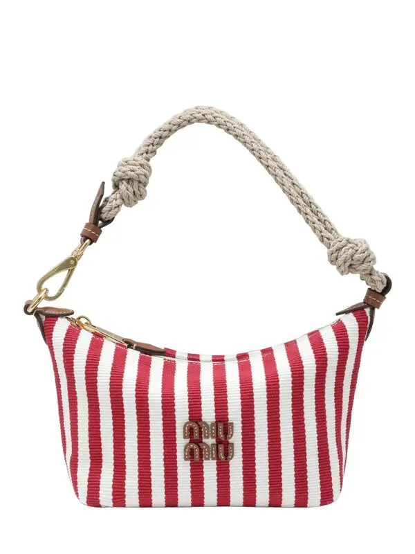 Miu Miu Striped Jacquard Cotton Pouch - Red