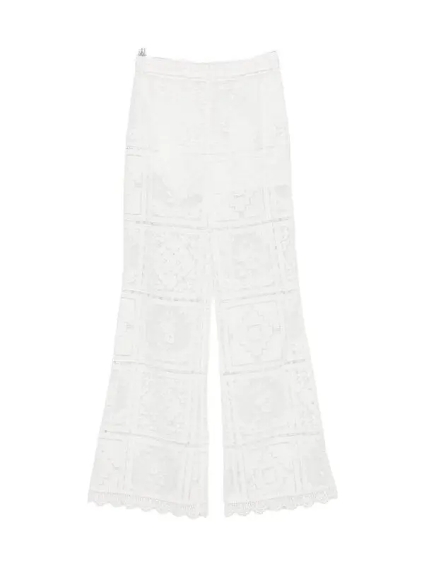 Zimmermann Embroidered Wide-leg Trousers - White