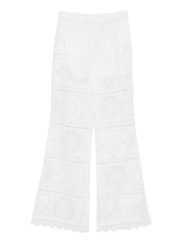 Zimmermann Embroidered Wide-leg Trousers - White