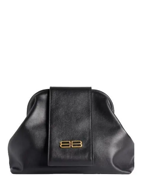 Balenciaga Bb Icon Logo Medium Clutch Bag - Black