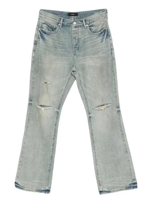 PURPLE BRAND Ripped Flared Jeans - Faded Blue