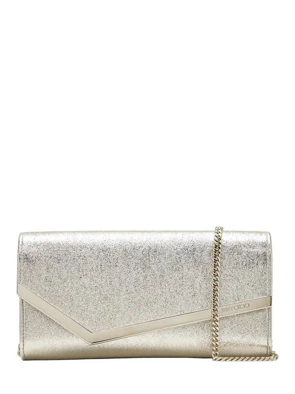 JIMMY CHOO Emmie Clutch In Platinum Ice Brilliance Fabric - Silver