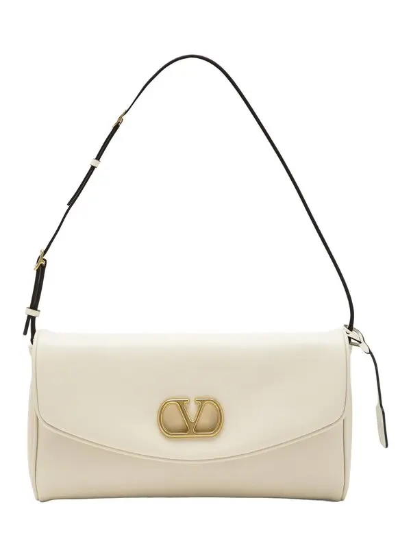 Valentino Garavani Leather Devain Clutch With Vlogo - White