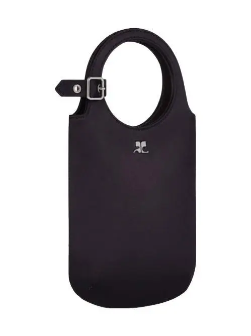 COURREGES Slim Holy Satin Tote Bag - Black