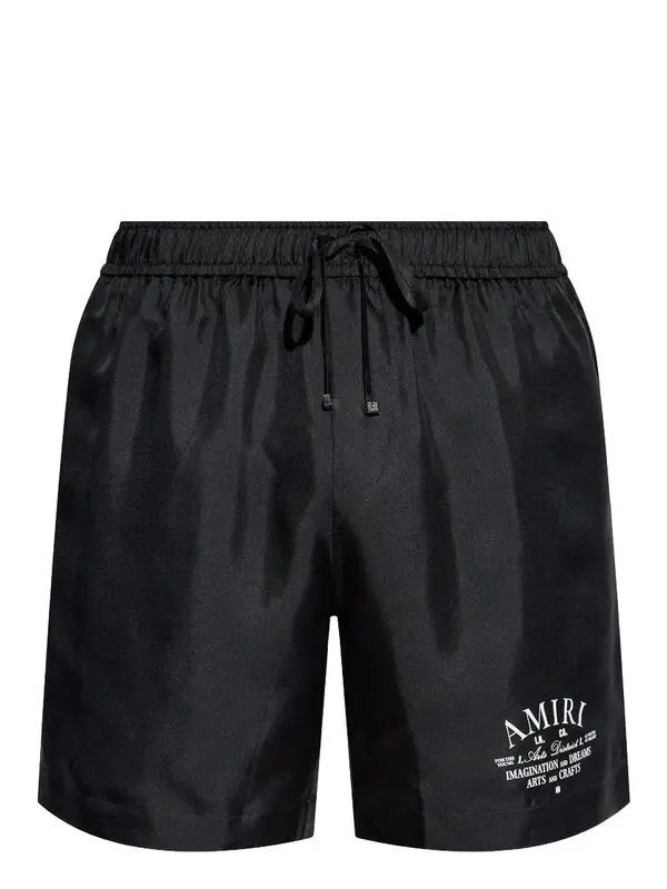 Amiri Silk Shorts With Graphic Print - Black