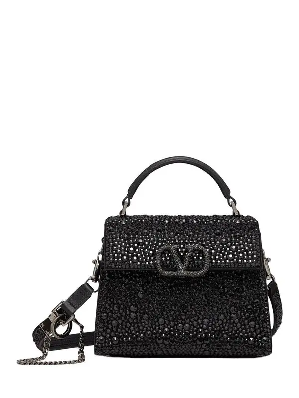 Valentino Garavani Mini Vsling Handbag With Sparkling Embroidery - Black