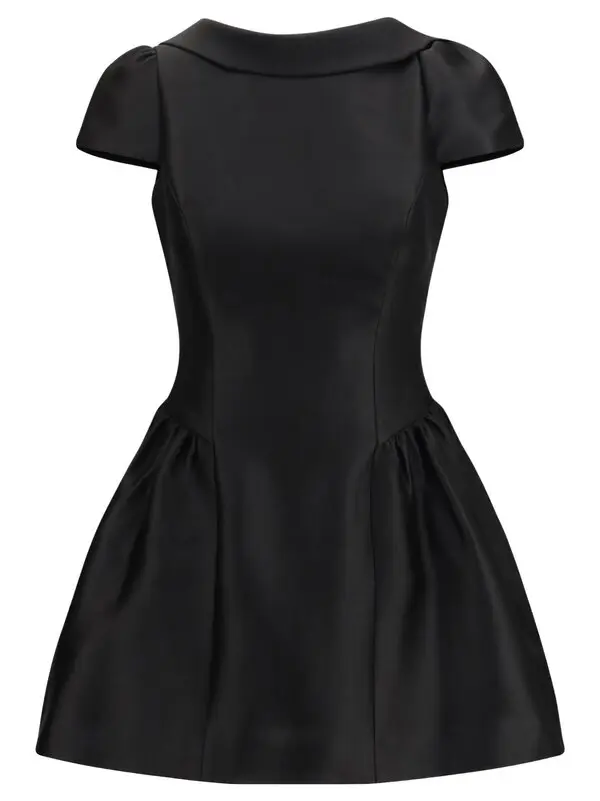 SELF-PORTRAIT Taffeta Collared Mini Dress - Black