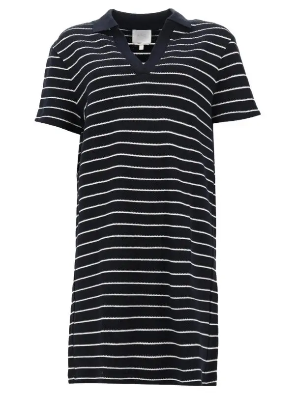 A.p.c. Striped Knitted Polo Dress - Black