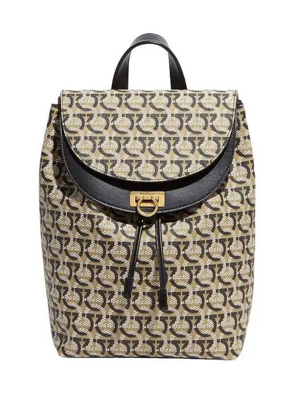 FERRAGAMO Monogram-logo Backpack - Nude