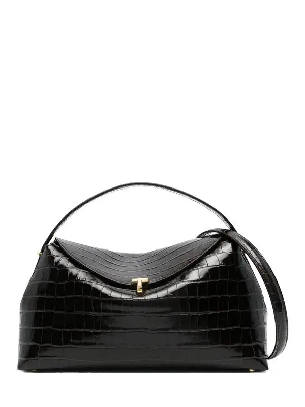 TOTEME Crocodile Embossed Leather Shoulder Bag - Brown