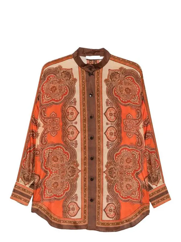 Zimmermann Paisley Print Silk Shirt - Orange