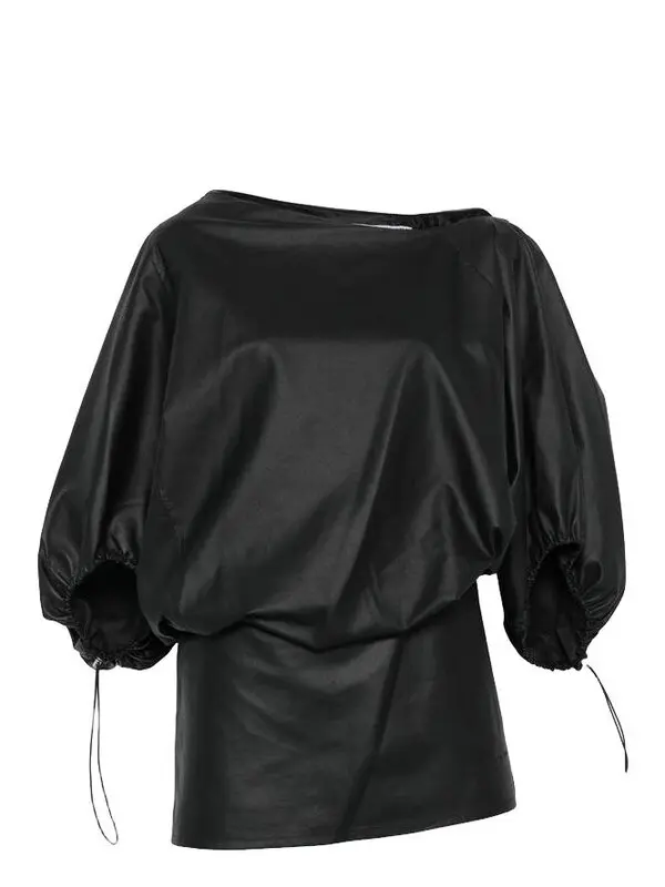Alexander Wang Lamb Skin Dress With Balloon Sleeves - Black