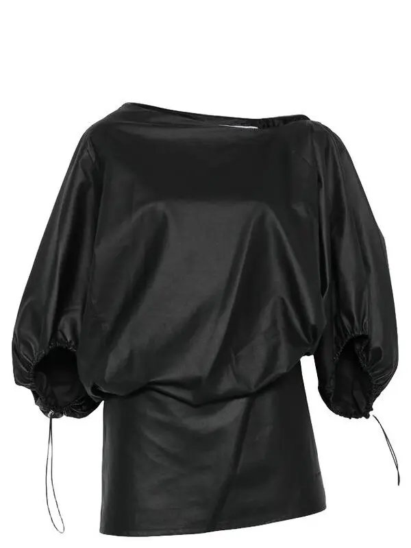 Alexander Wang Lamb Skin Dress With Balloon Sleeves - Black