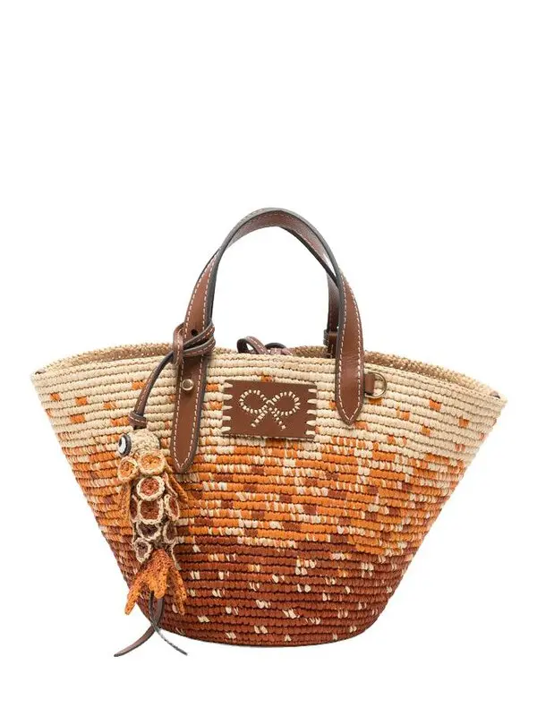 ANYA HINDMARCH Raffia And Leather Tote Bag - Cream