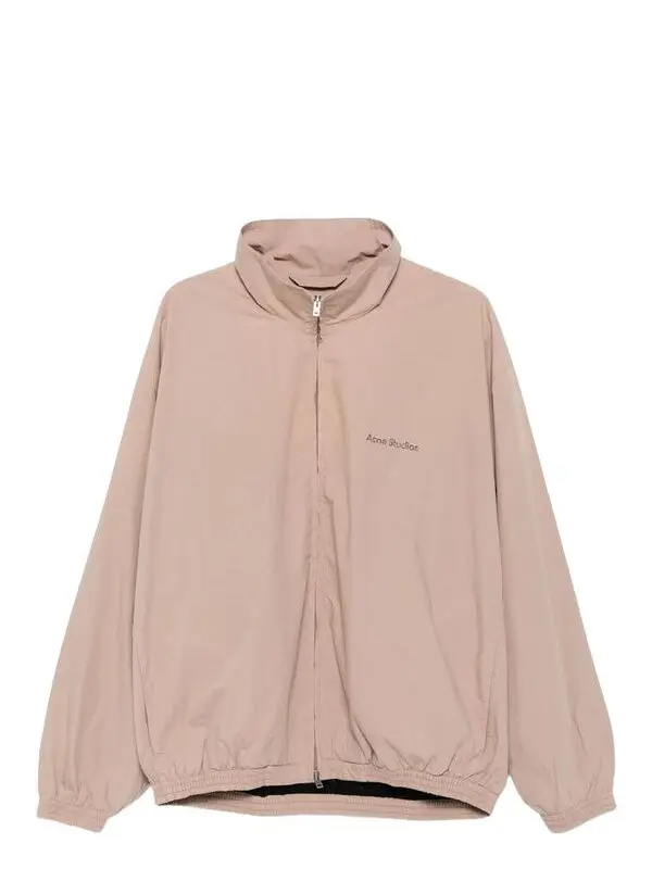 Acne Studios Beige Logo Print Bomber Jacket - Cream
