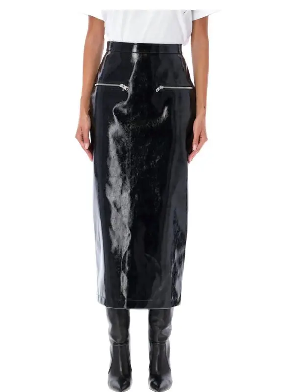 MSGM Faux-leather Zipped Midi Skirt - Black