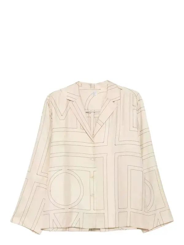 TOTEME Monogram Print Silk Shirt - Neutrals