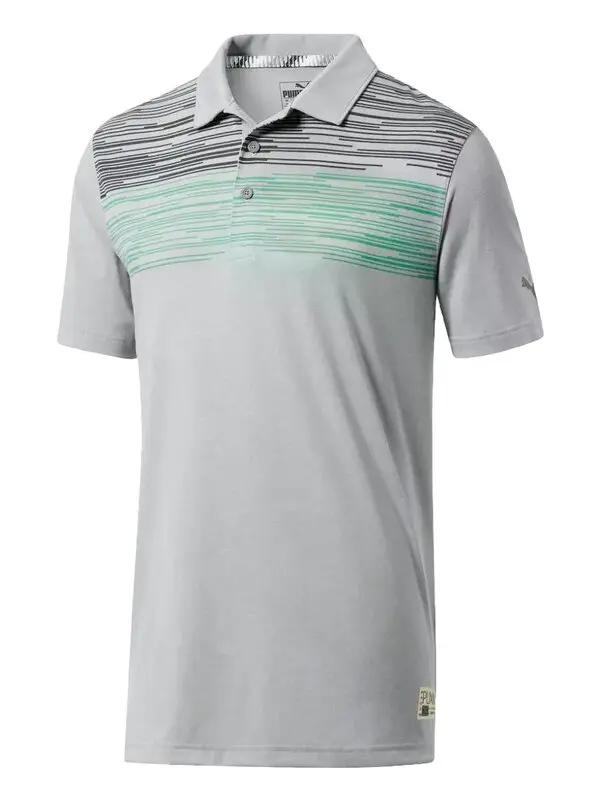 PUMA Pin High Striped Polo Shirt - Grey