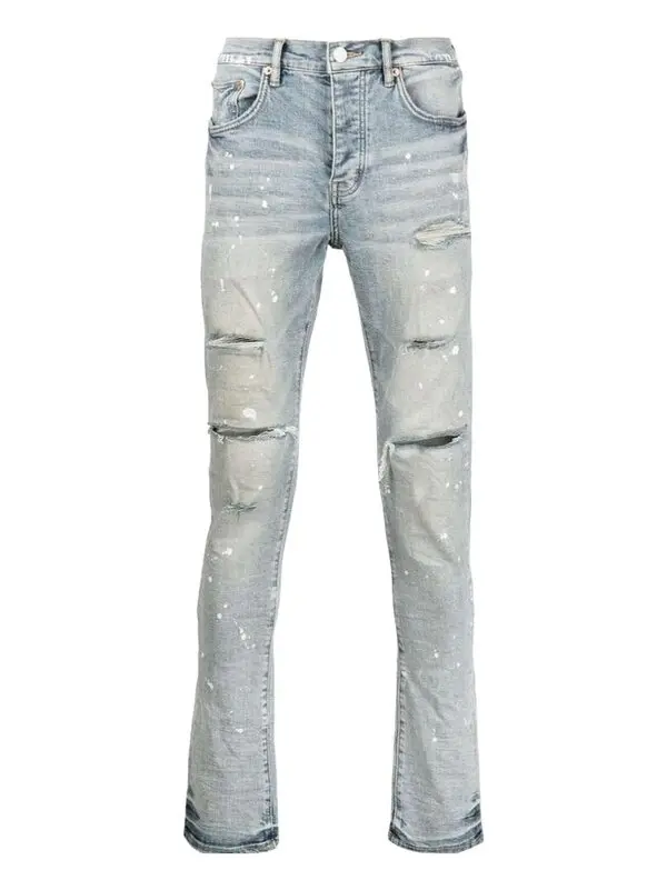 PURPLE BRAND Paint Splatter Slim-fit Jeans - Gray