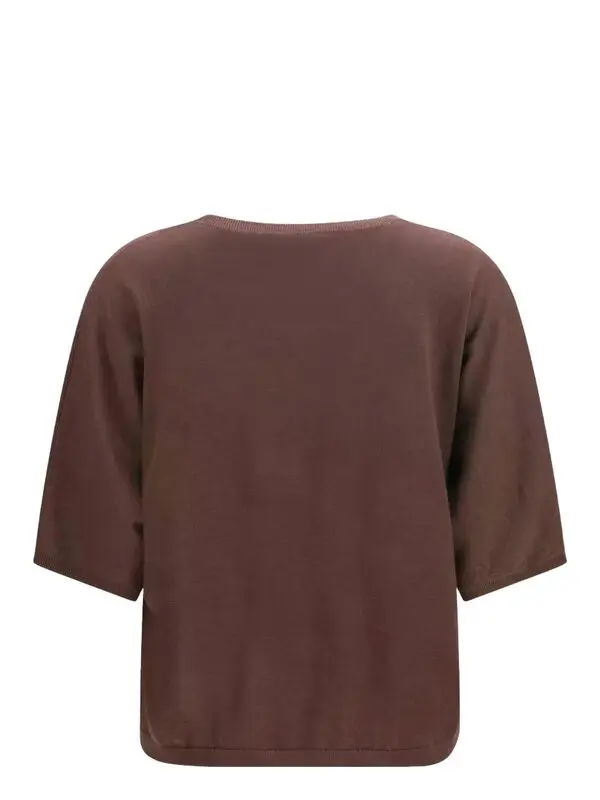 Brunello Cucinelli Fine Knit Short Sleeve Top - Brown