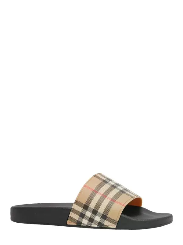 Burberry Check Slides - Neutrals