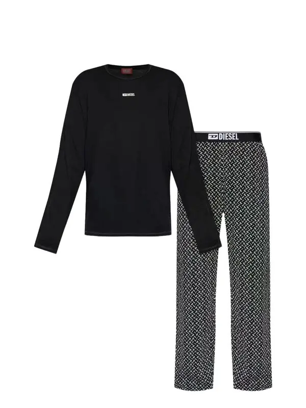 DIESEL® Logo-print Pajamas - Black