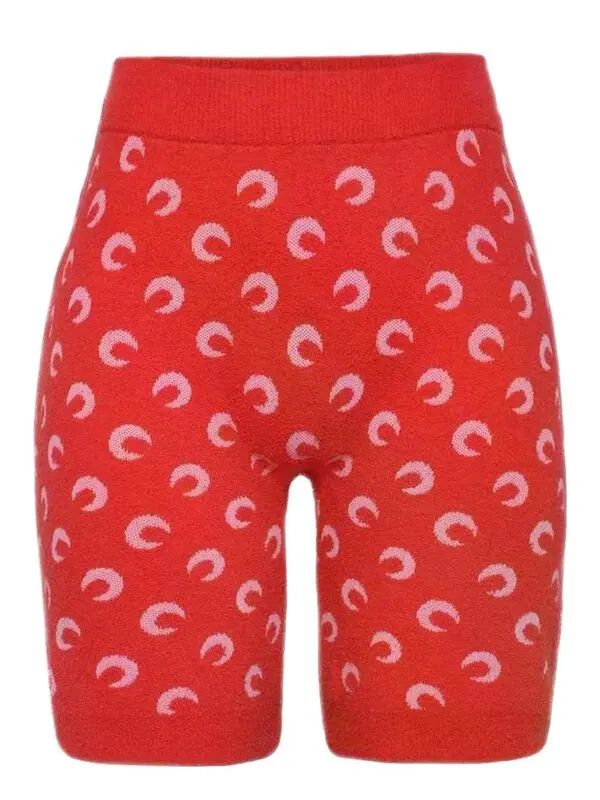 MARINE SERRE Moon Jacquard Bouclette Shorts - Red