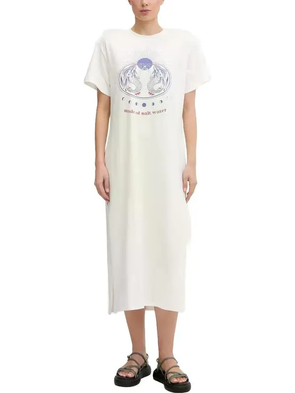 Hurley Graphic Print Side-slit Midi Dress - White