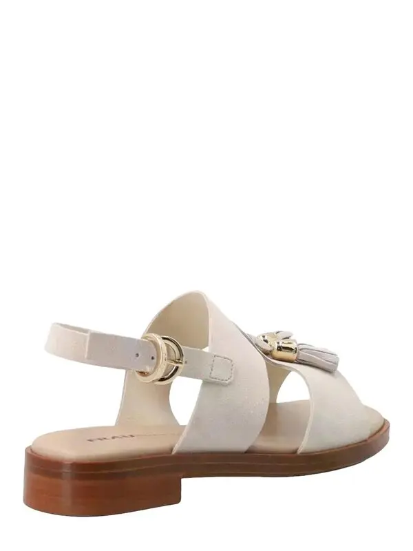 FRAU Tassel-embellished Suede Flat Sandals - Neutrals