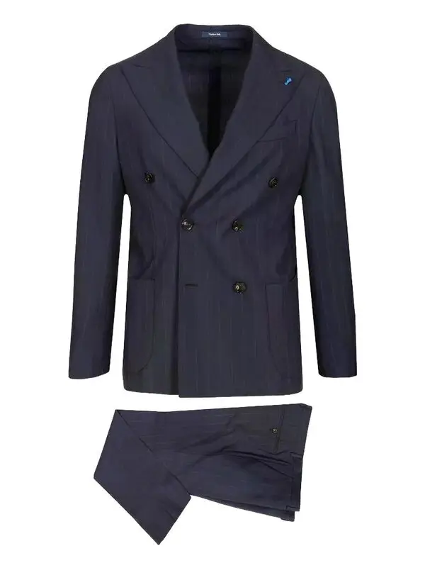 GUARINUCCI Pinstripe Double-breasted Suit - Blue