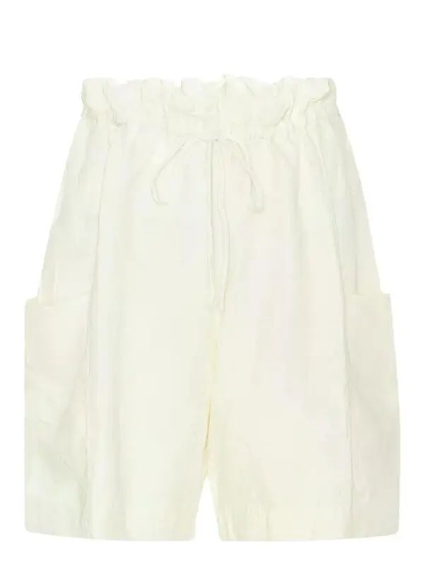 Black Crane Parachute Linen Shorts - Neutrals