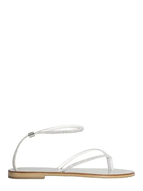 NICOLAS LAINAS Crystal Embellished Flat Sandals - Silver