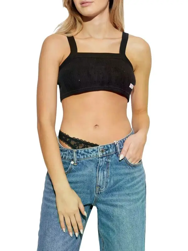Alexander Wang Crystal-embellished Crop Top - Black