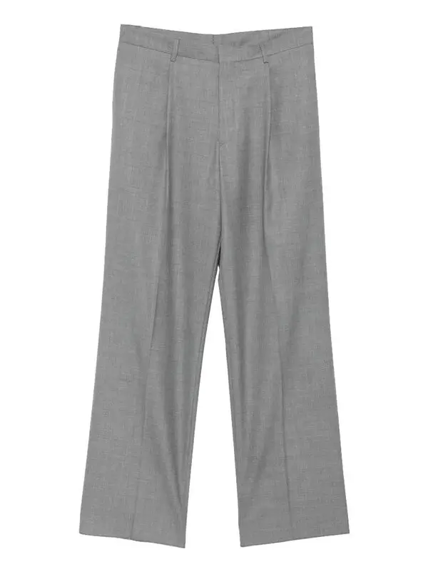 LARDINI Melange Effect Pleated Wide-leg Trousers - Grey